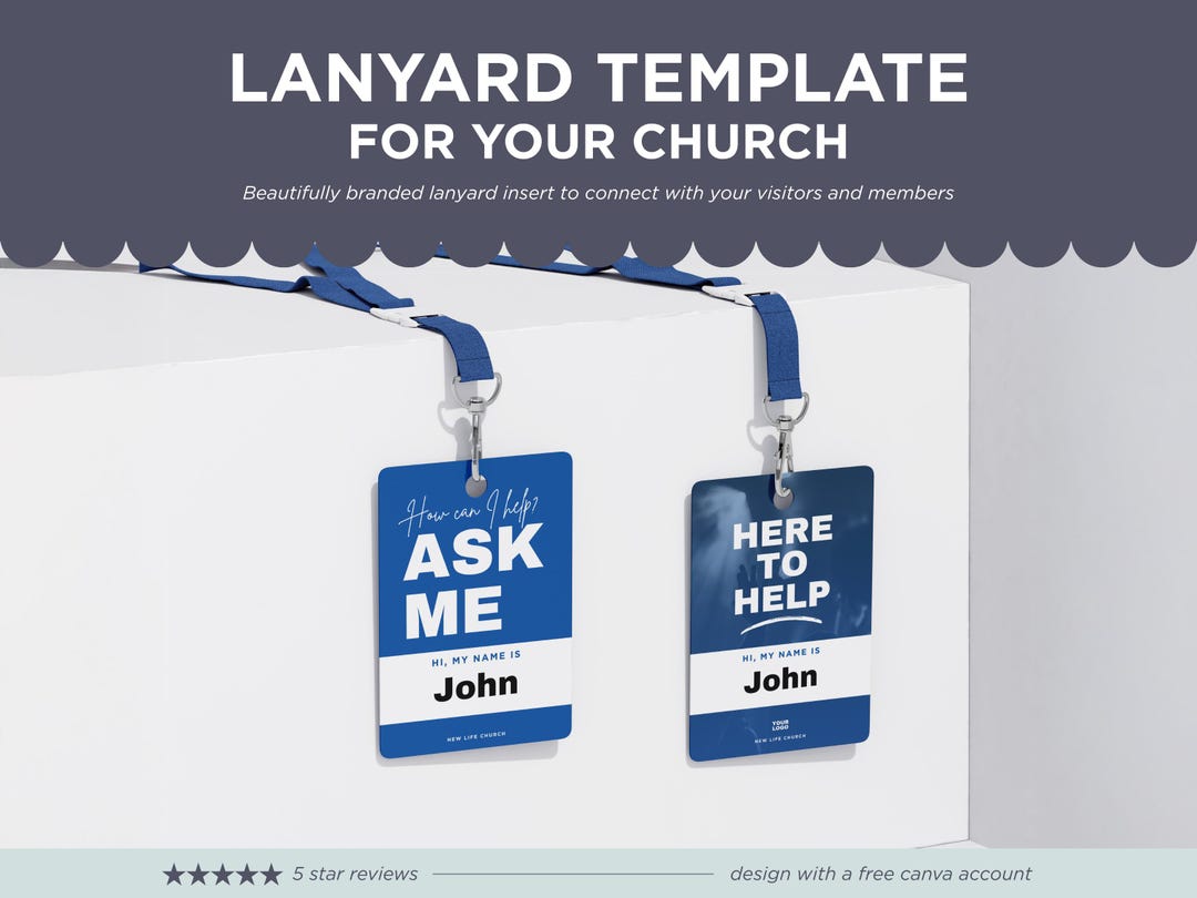 Church Lanyard Badge Template: Customizable Staff & Volunteer ID (canva ...