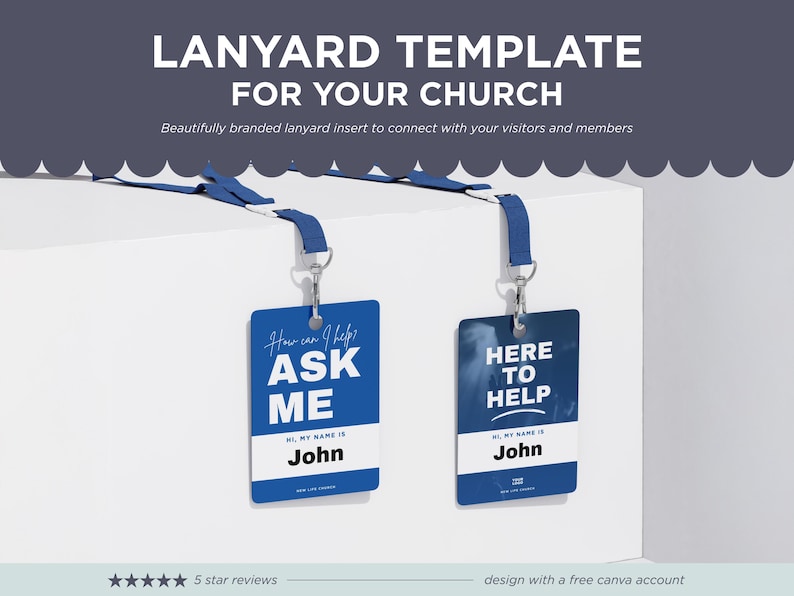 Church Lanyard Badge Template: Customizable Staff & Volunteer ID (canva ...