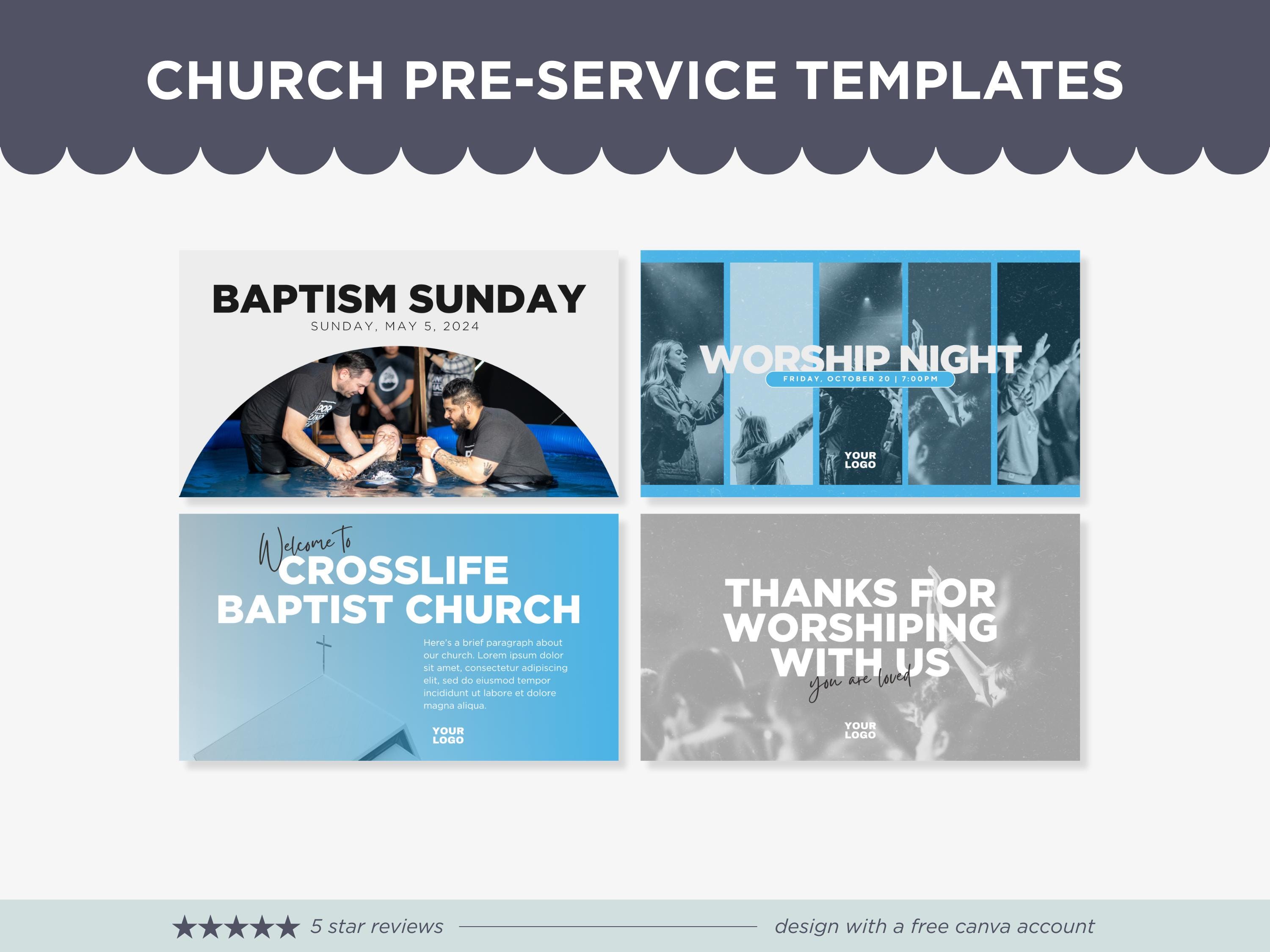 Church Preservice Slides, Church Announcement Slides, Editable Church ...
