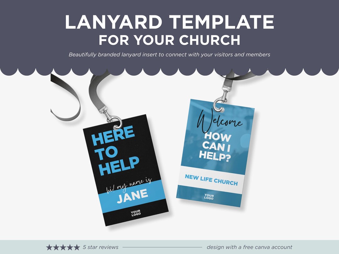Church Lanyard Badge Template: Staff & Volunteer ID (canva) - Etsy