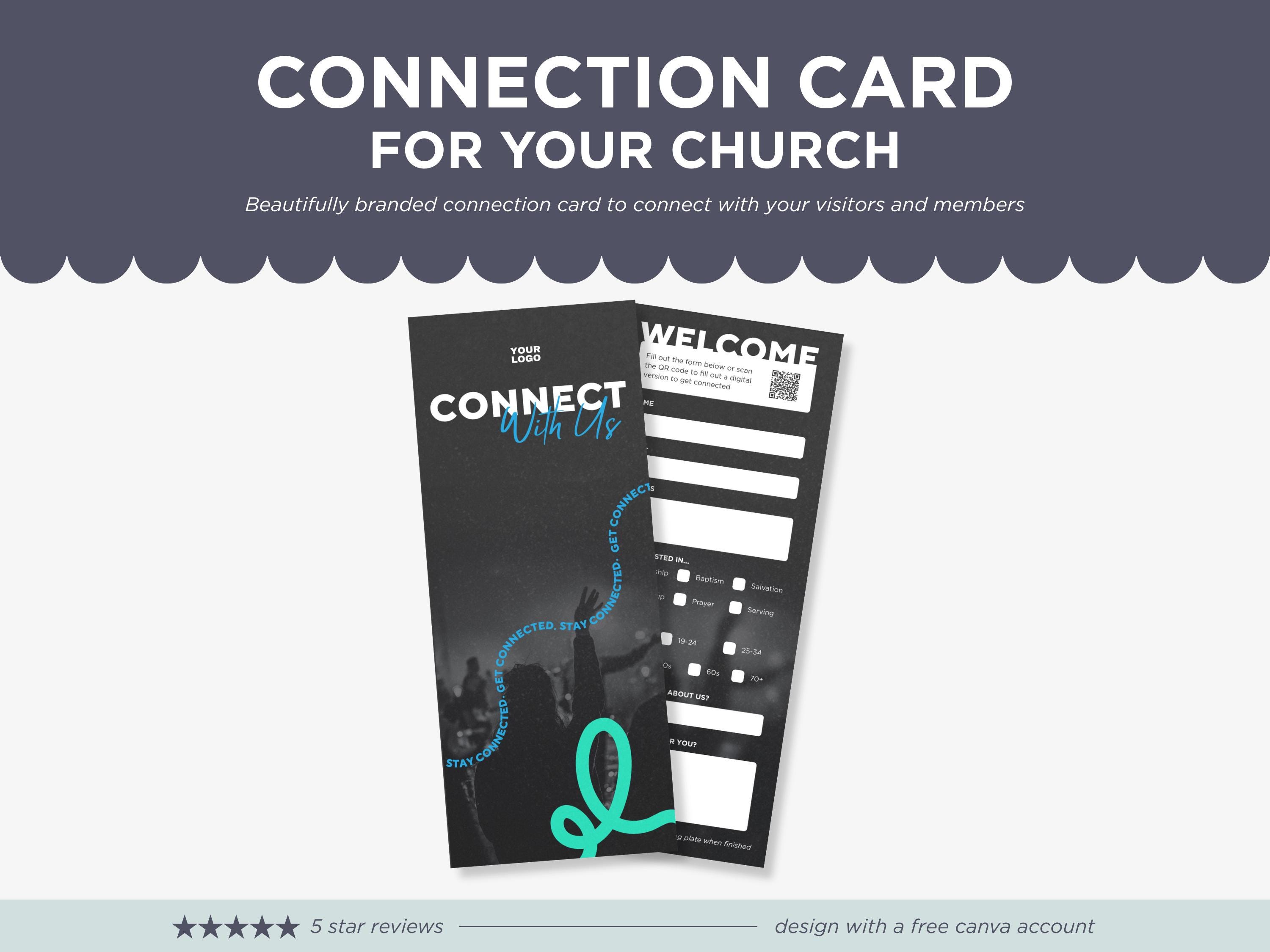Editable Church Connect Card Template With QR Code (digital Download ...