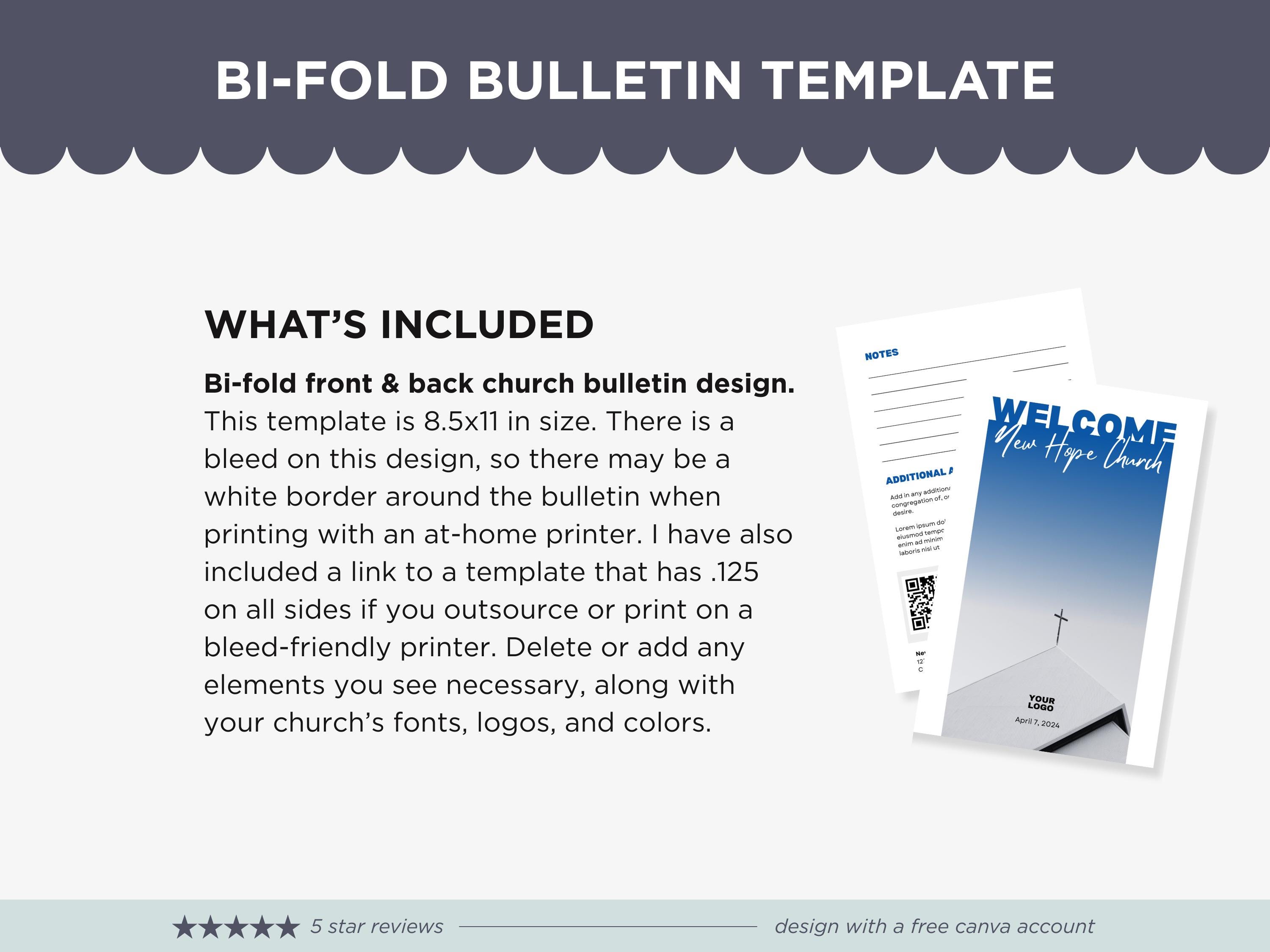 Church Bulletin Template Canva, Editable Newsletter, Worship Graphics ...