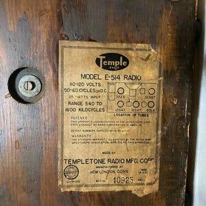 Vintage Deco 1946 Temple Radio E 514 Totally Refurbished Looks & Sounds ...