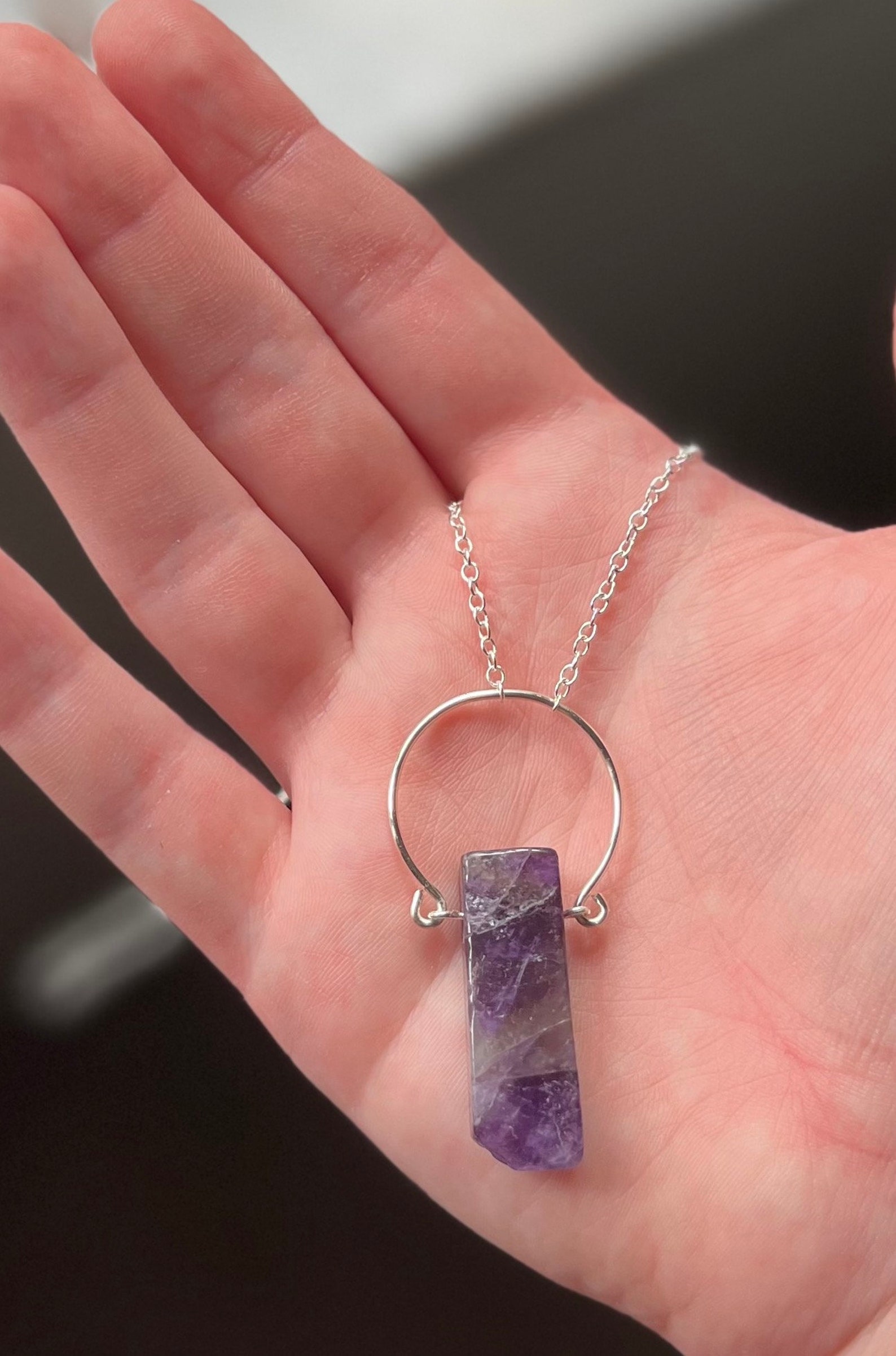 Circle Gem Necklace - Etsy