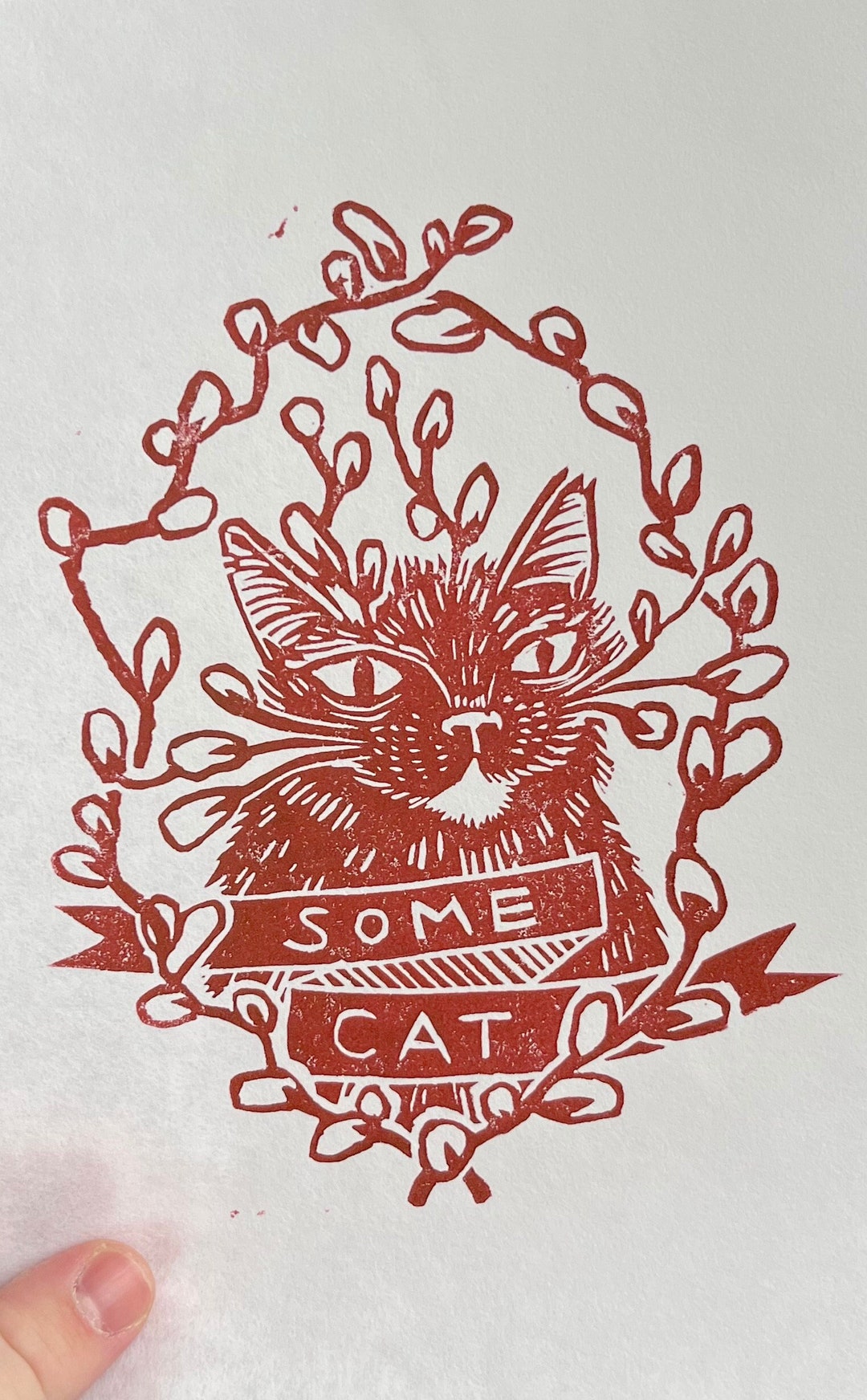 Some Cat Linocut Print - Etsy