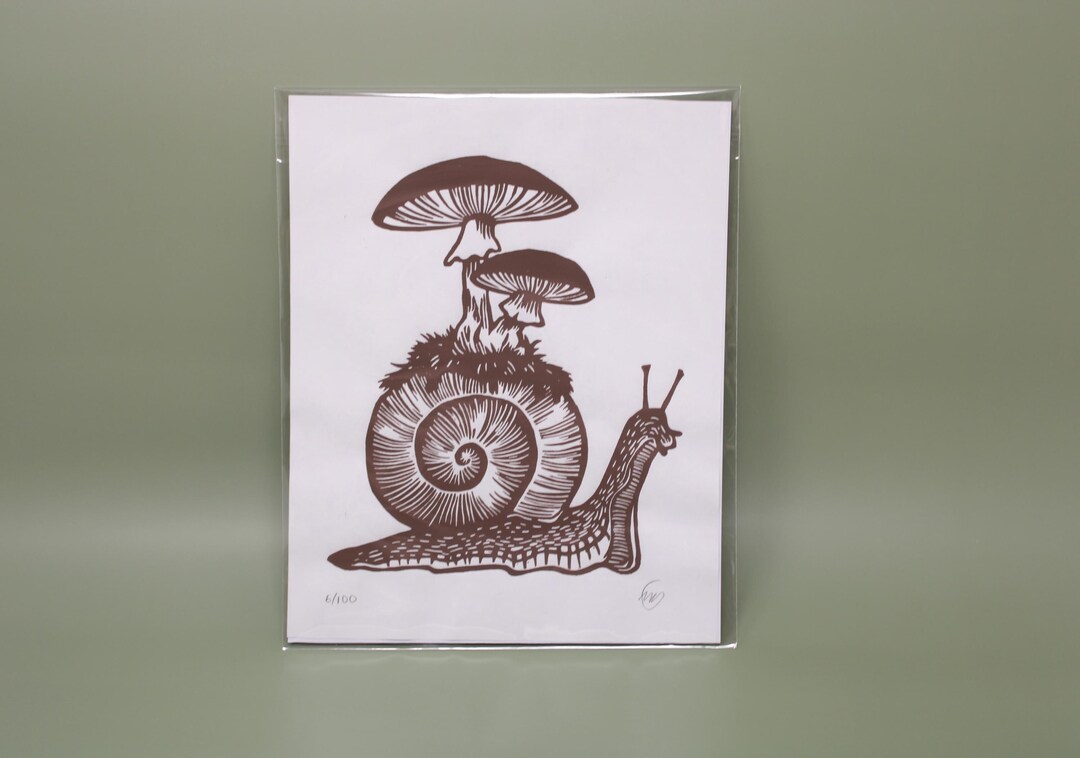 Snail Linocut Print - Etsy