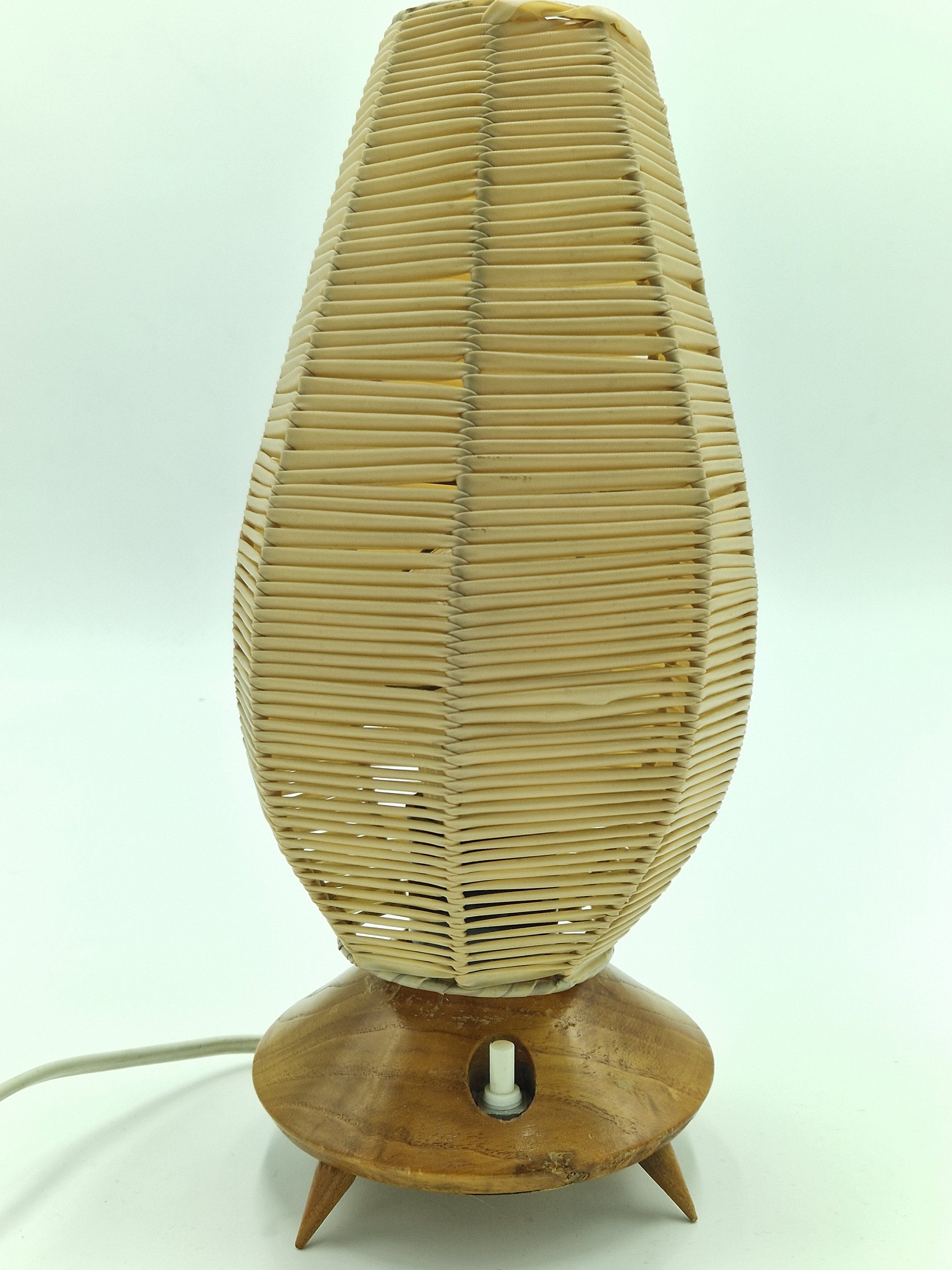 Midcentury Two-headed Table Lamp, Lovely Red/yellow Lampshades, Golden ...