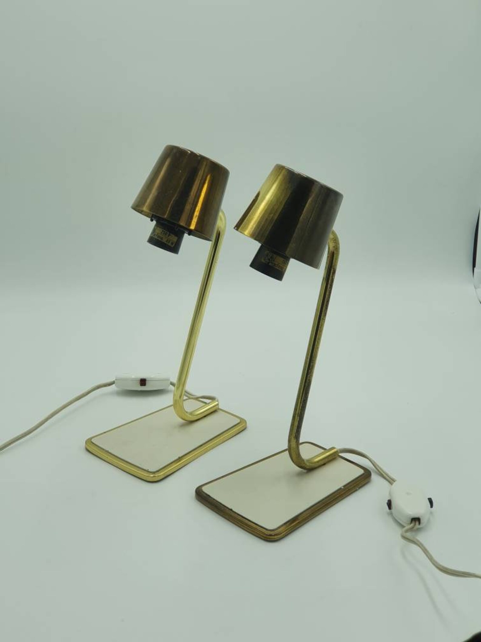 VEB Rare Mid Century Modern Brass Night Lamps, DDR Vintage Brass Body ...