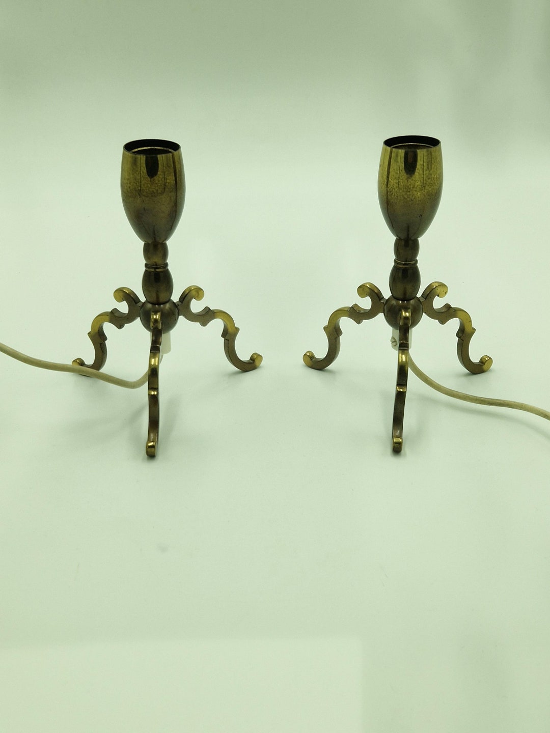 50s Solid Brass Frame Desk Lamp, Bed Side Lamp, Brass Base, Mid Century ...