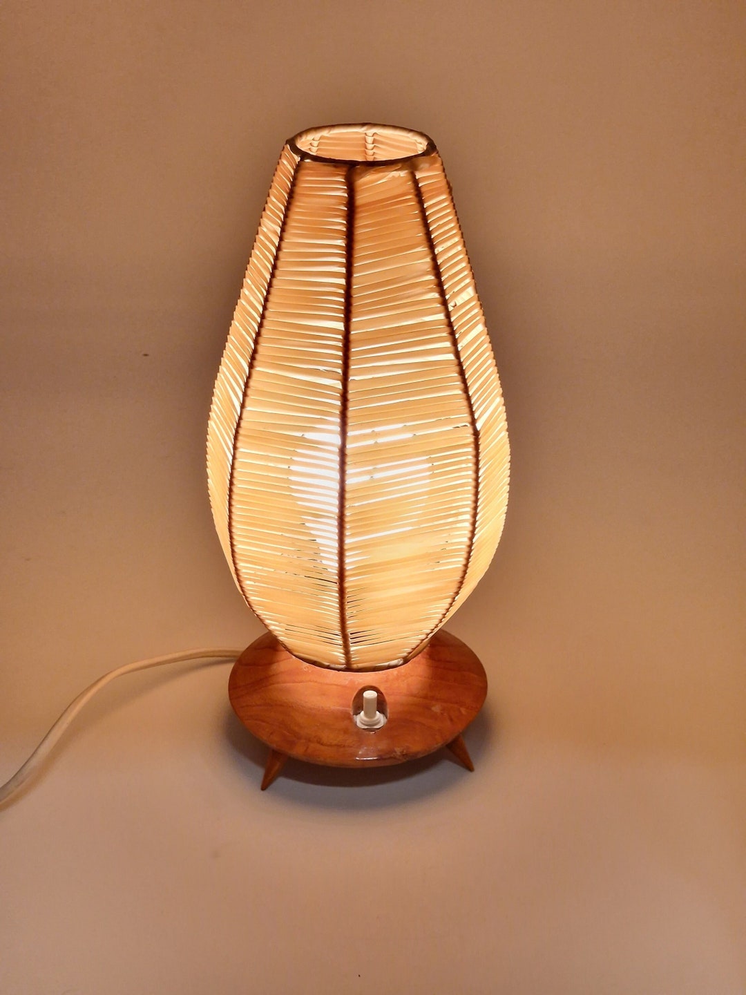 Midcentury Two-headed Table Lamp, Lovely Red/yellow Lampshades, Golden ...