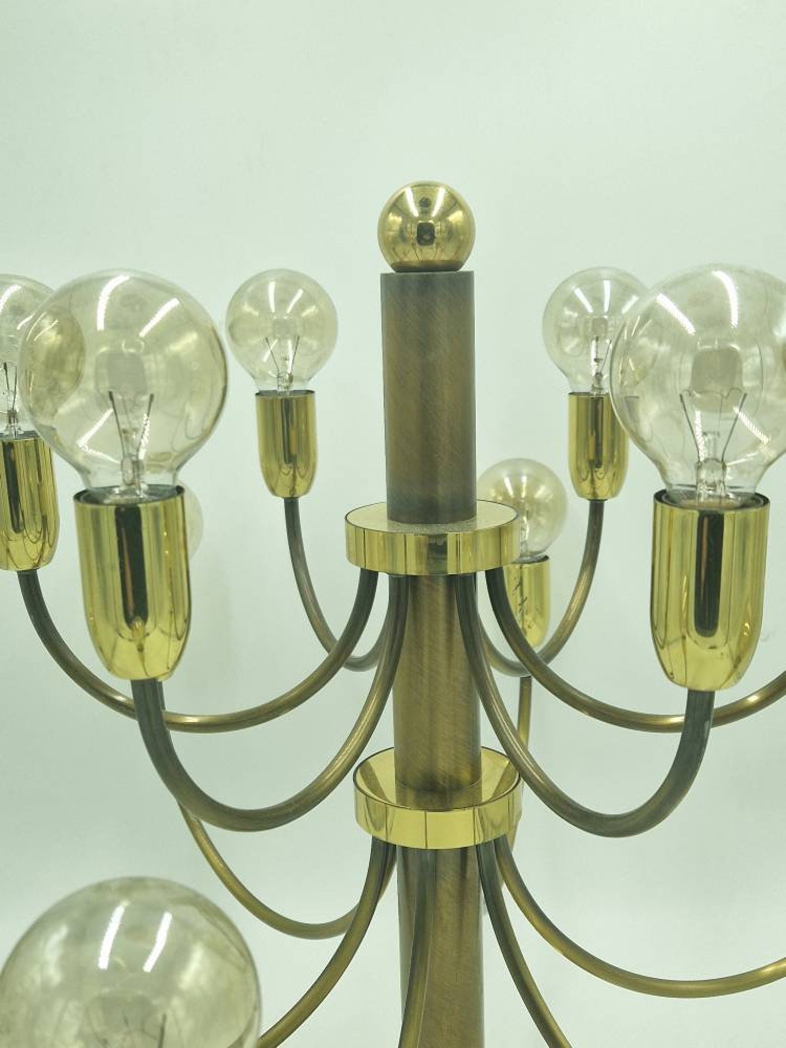 Amazing German Cascade Lamp, Solid Brass Body, Midcentury 12 Amber ...