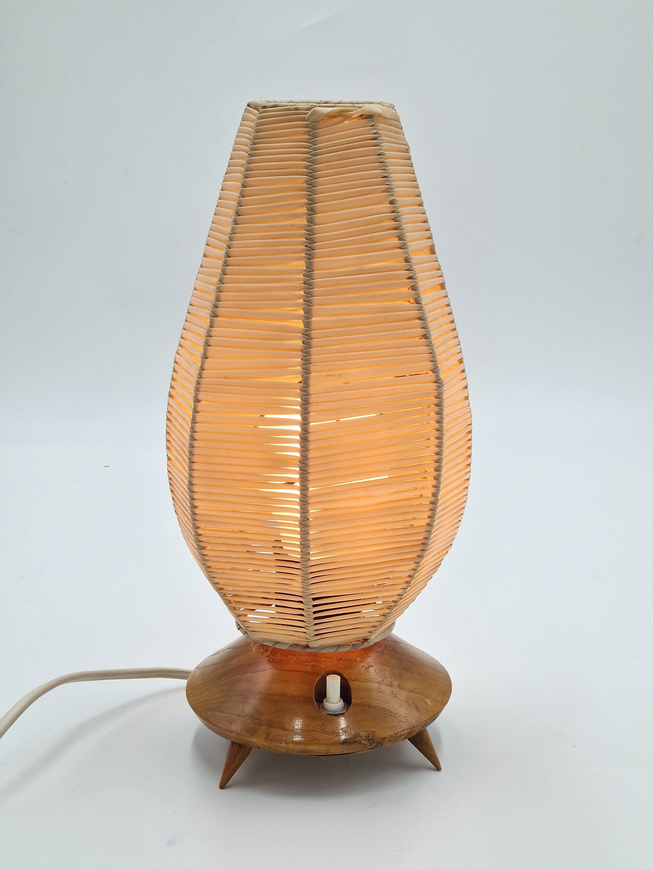 Midcentury Two-headed Table Lamp, Lovely Red/yellow Lampshades, Golden ...