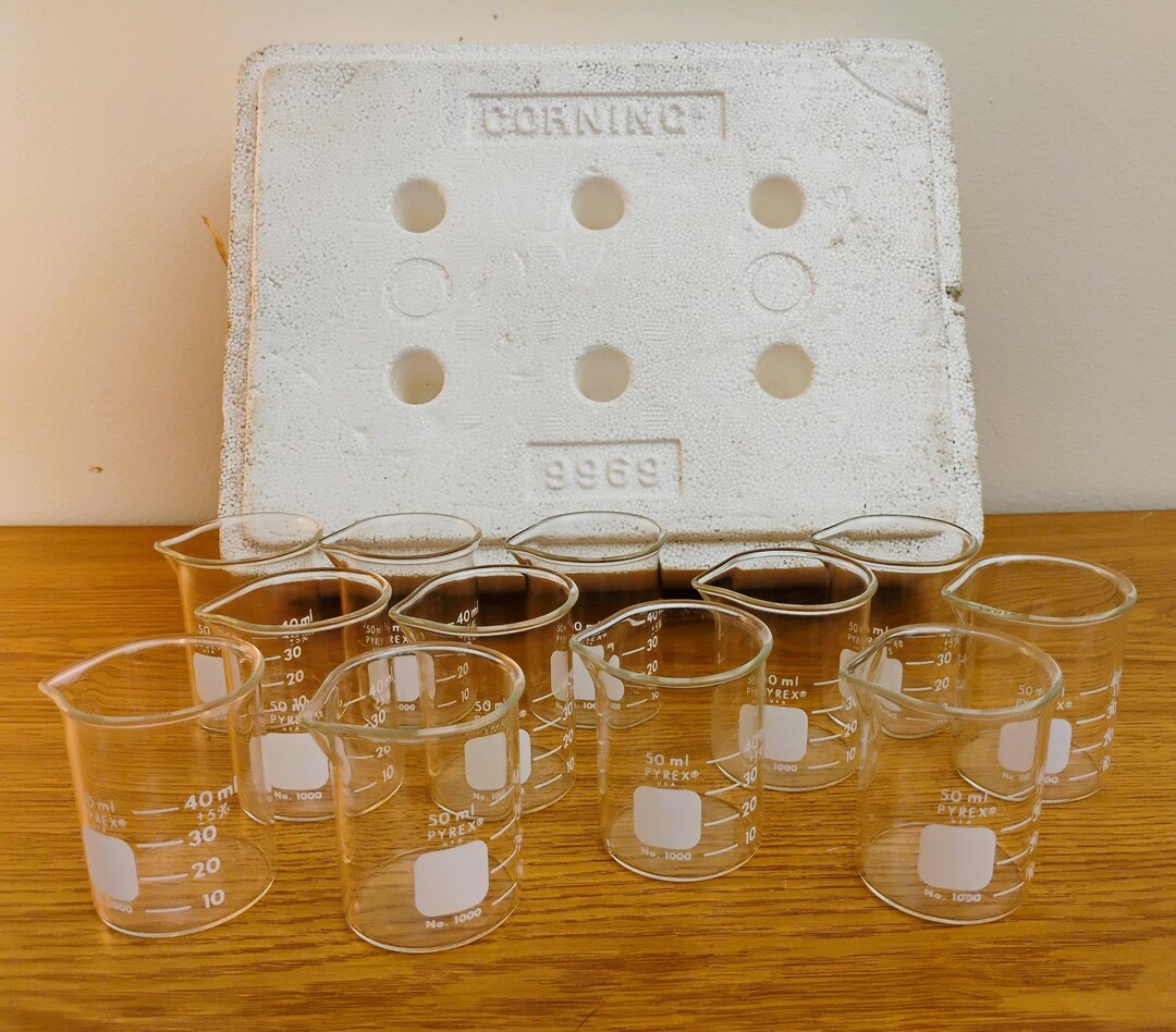 Vintage Pyrex Griffin Beakers - 50 ML Set of 12, Lab Wear - Etsy