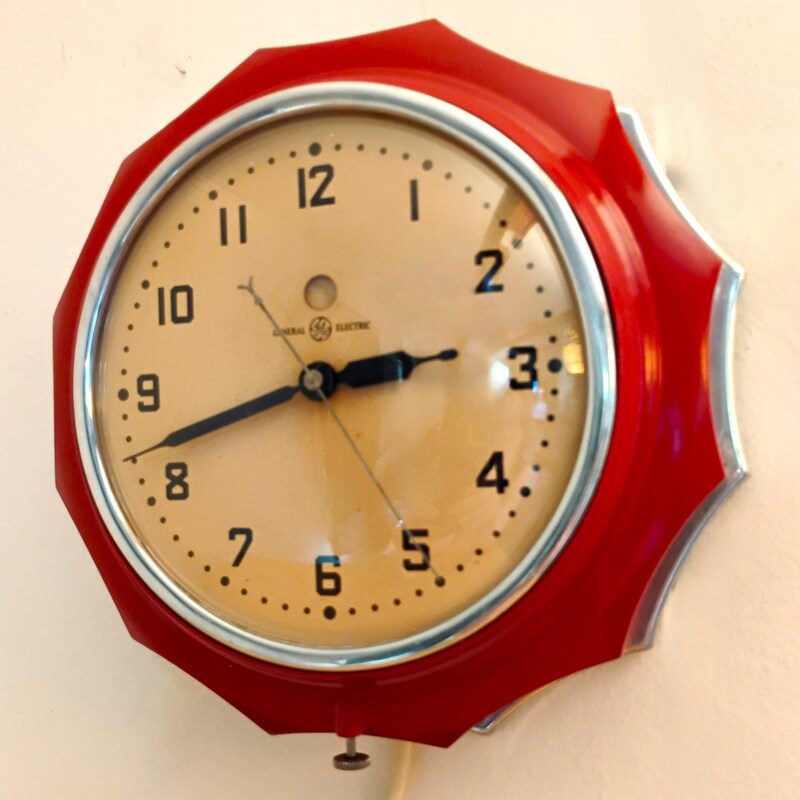 Red Wall Clock - Etsy