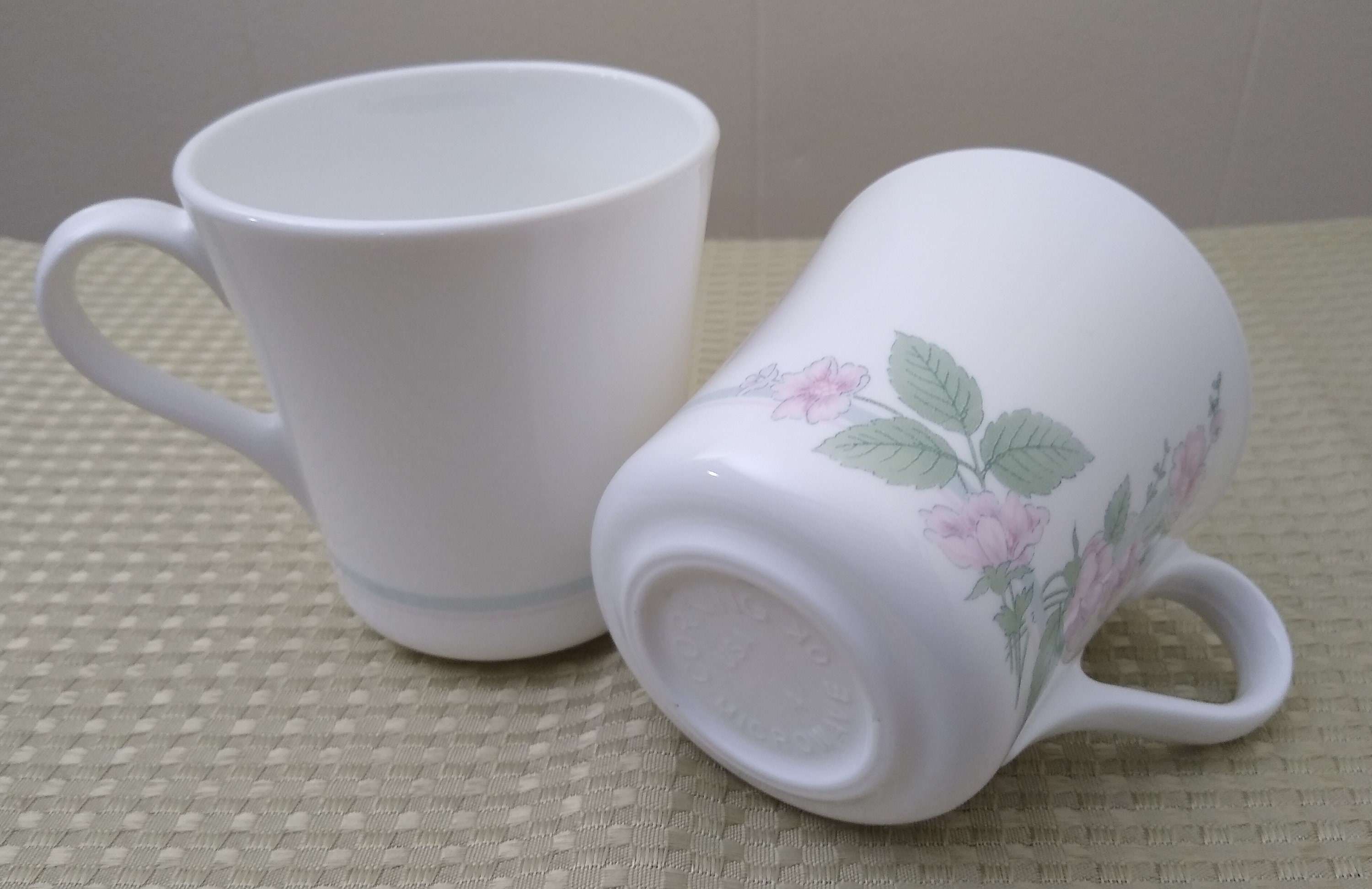 Corning USA Veranda Coffee Mugs Pink & Green Floral Pattern | Etsy