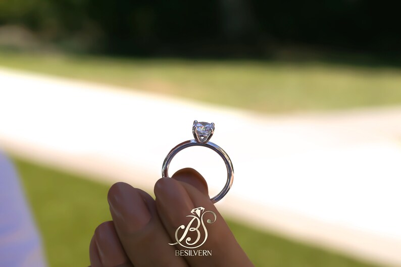 Solitaire Engagement Ring Round Brilliant Cut Bridal Wedding | Etsy