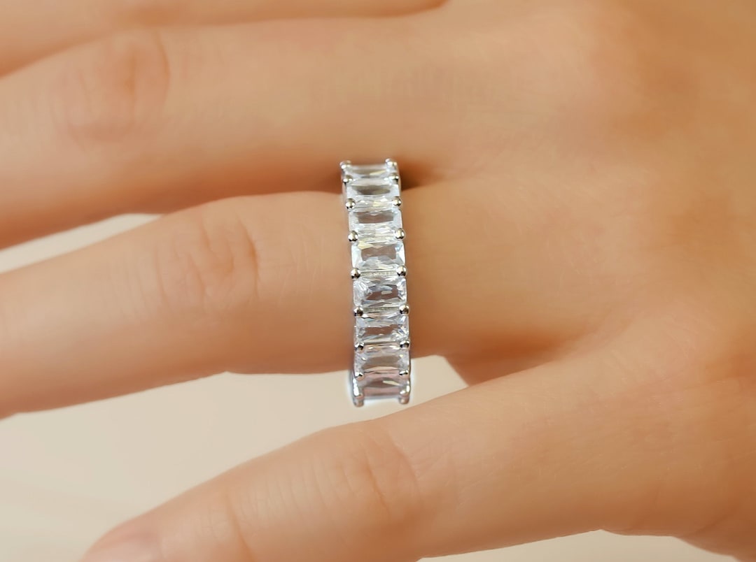 6 Ct Diamond Band Full Eternity Band 925 Sterling Silver - Etsy