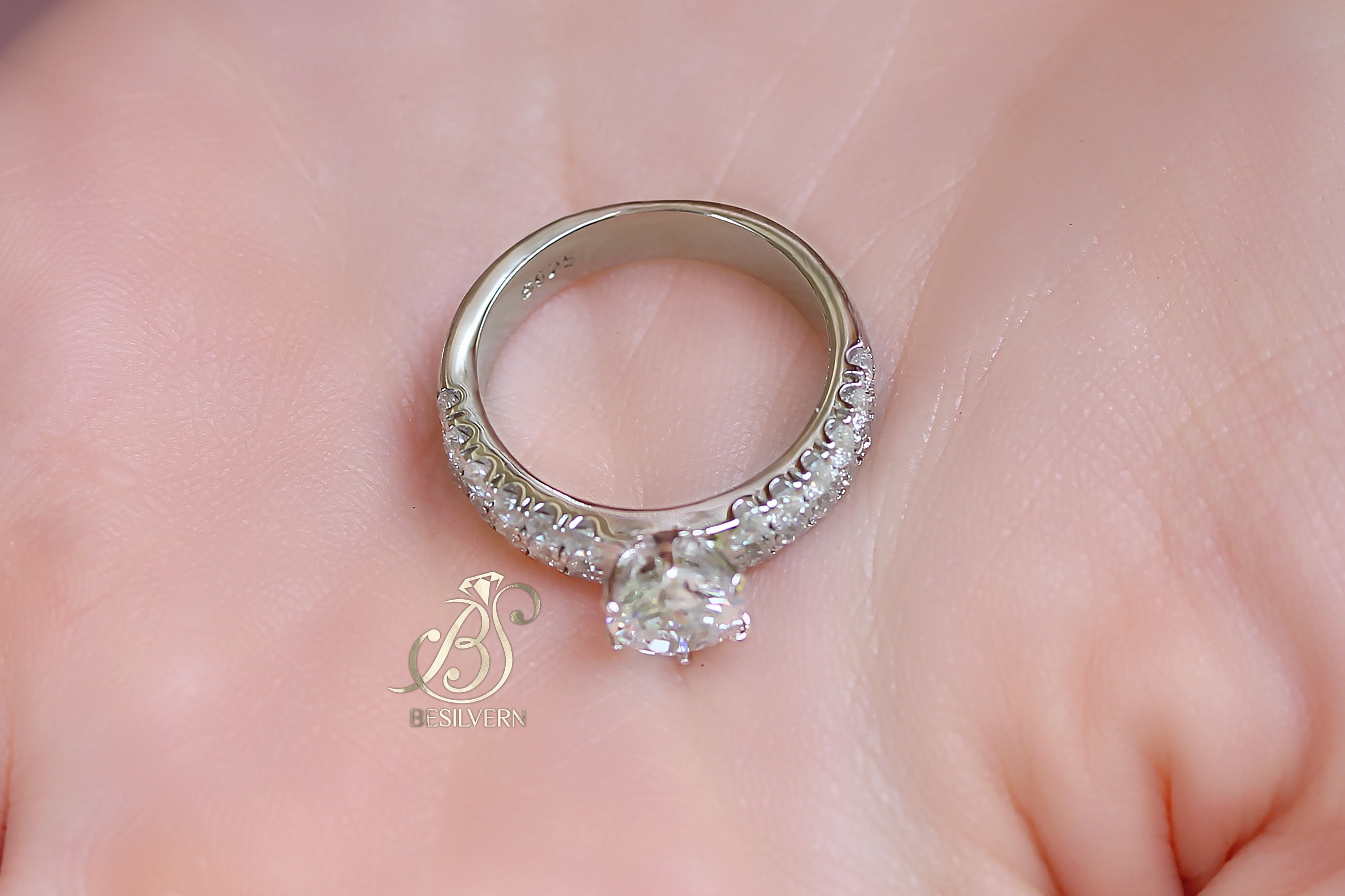 Round Engagement Ring Double Layers Ring Wedding Ring 925 | Etsy