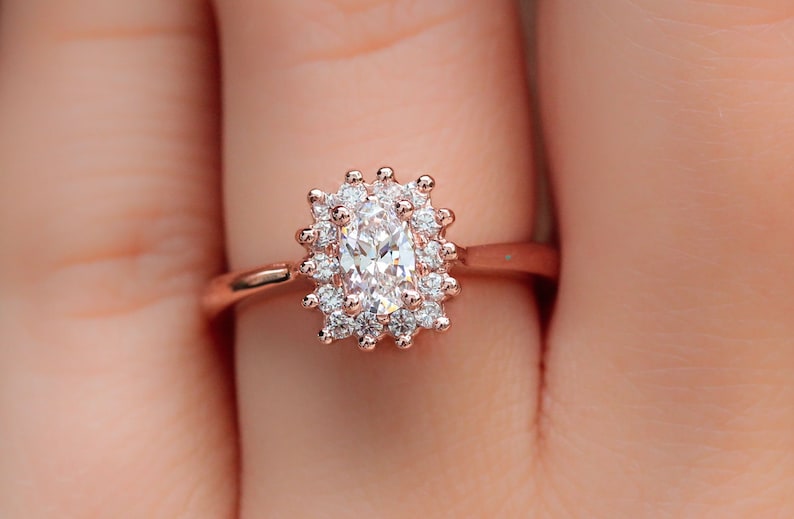 Oval Ring 18K Rose Gold Plated Wedding Ring 925 Sterling - Etsy