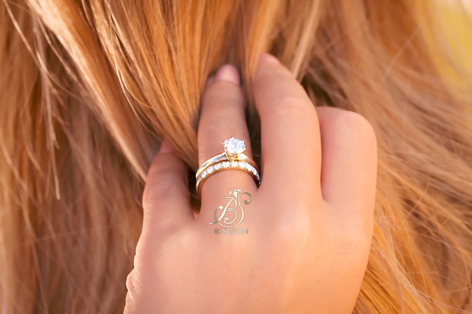 Yellow Gold Engagement Ring Set 18K Gold Plated Sterling - Etsy