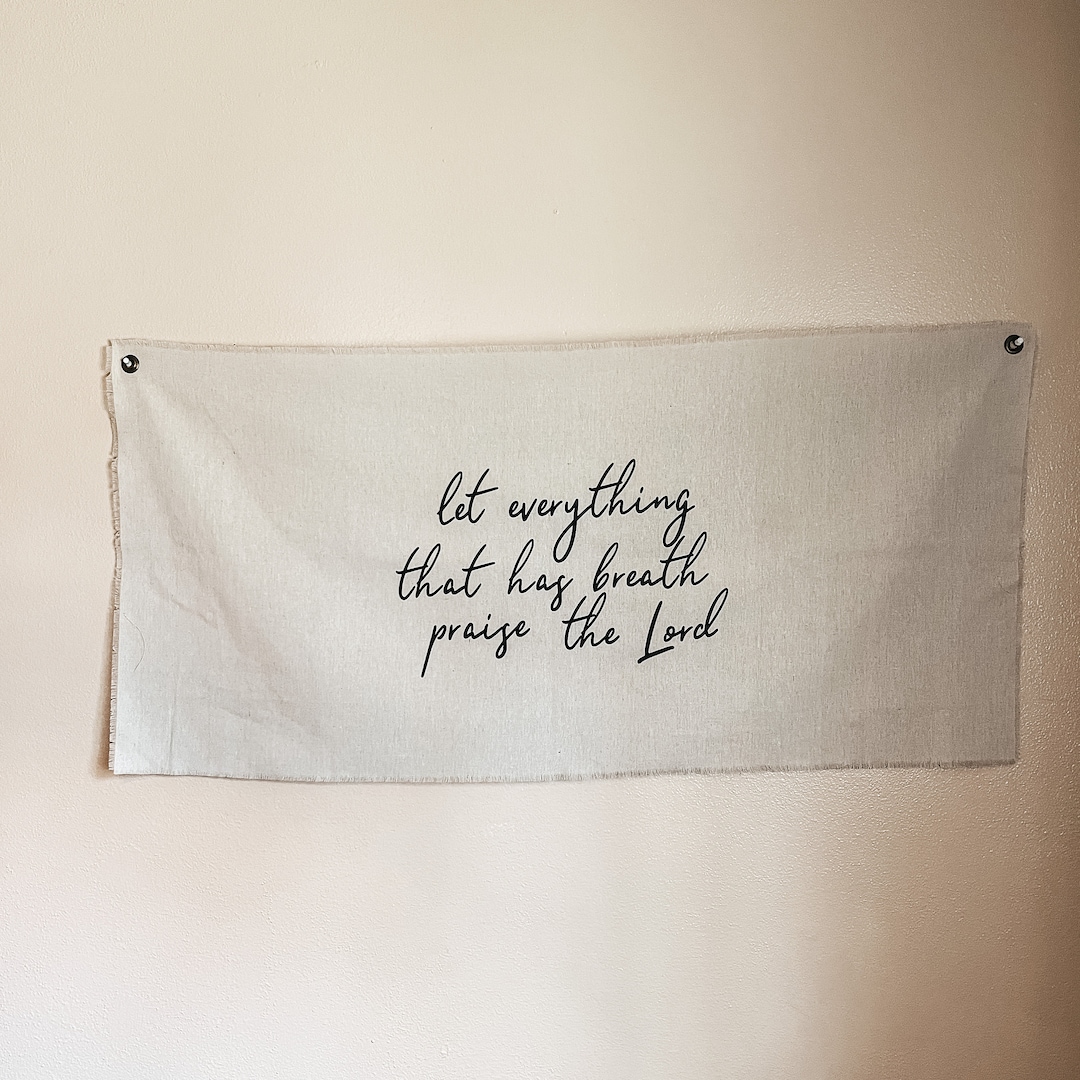 Praise the Lord Canvas Tapestry | Christian Wall Hanging (24x48 ...