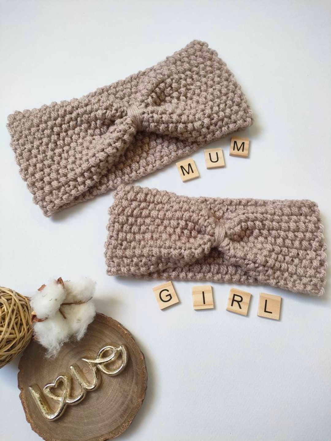 Hand-knitted Mother and Daughter Headband Set - Etsy