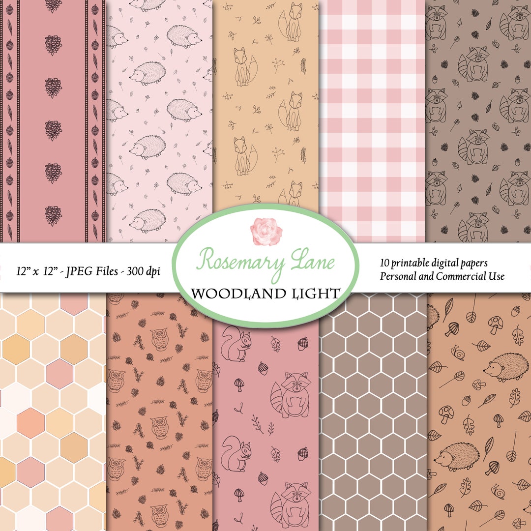 Woodland Light Digital Paper Pack - Etsy