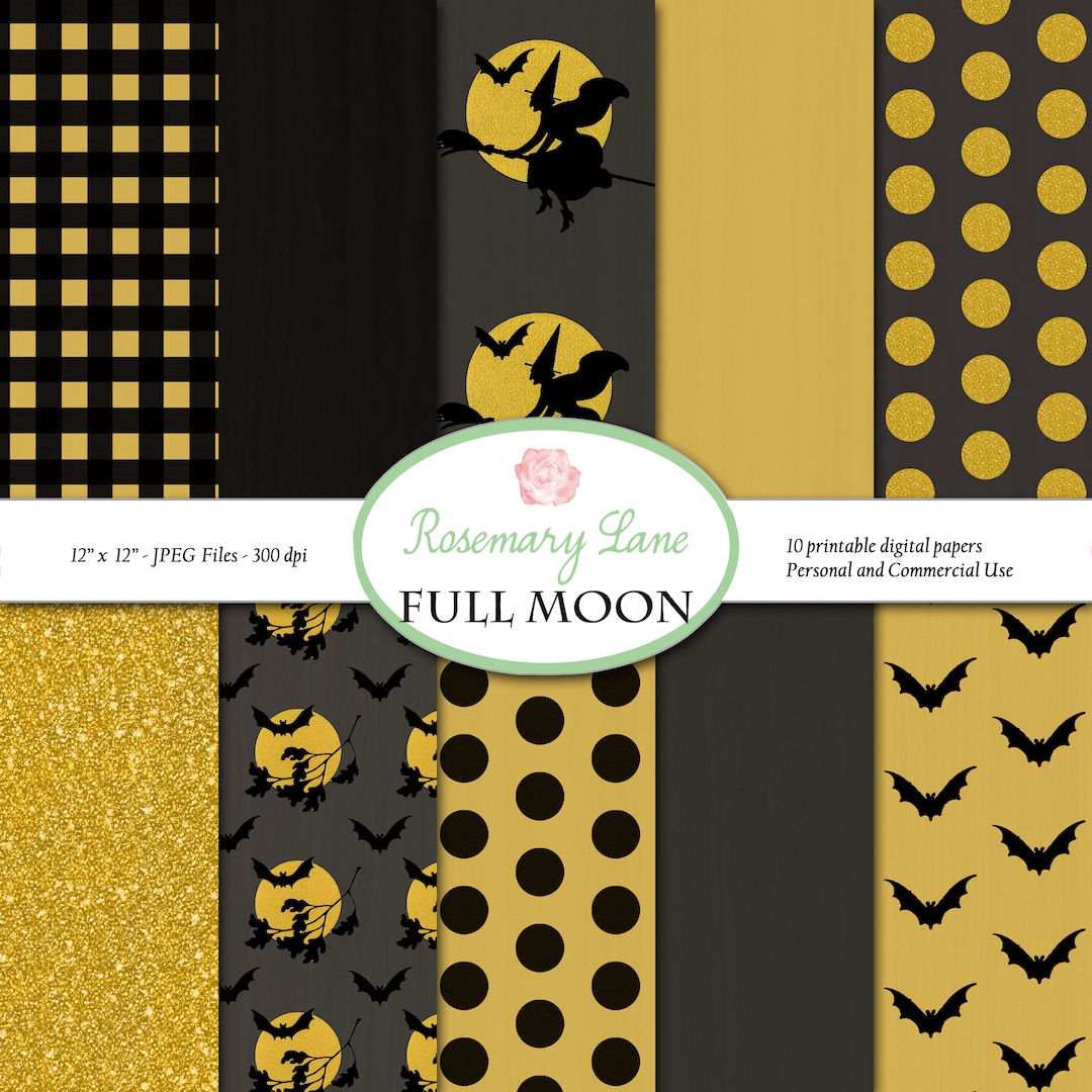 Full Moon Digital Paper Pack - Etsy