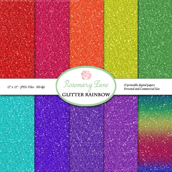 Glitter Rainbow Digital Paper Pack | Etsy