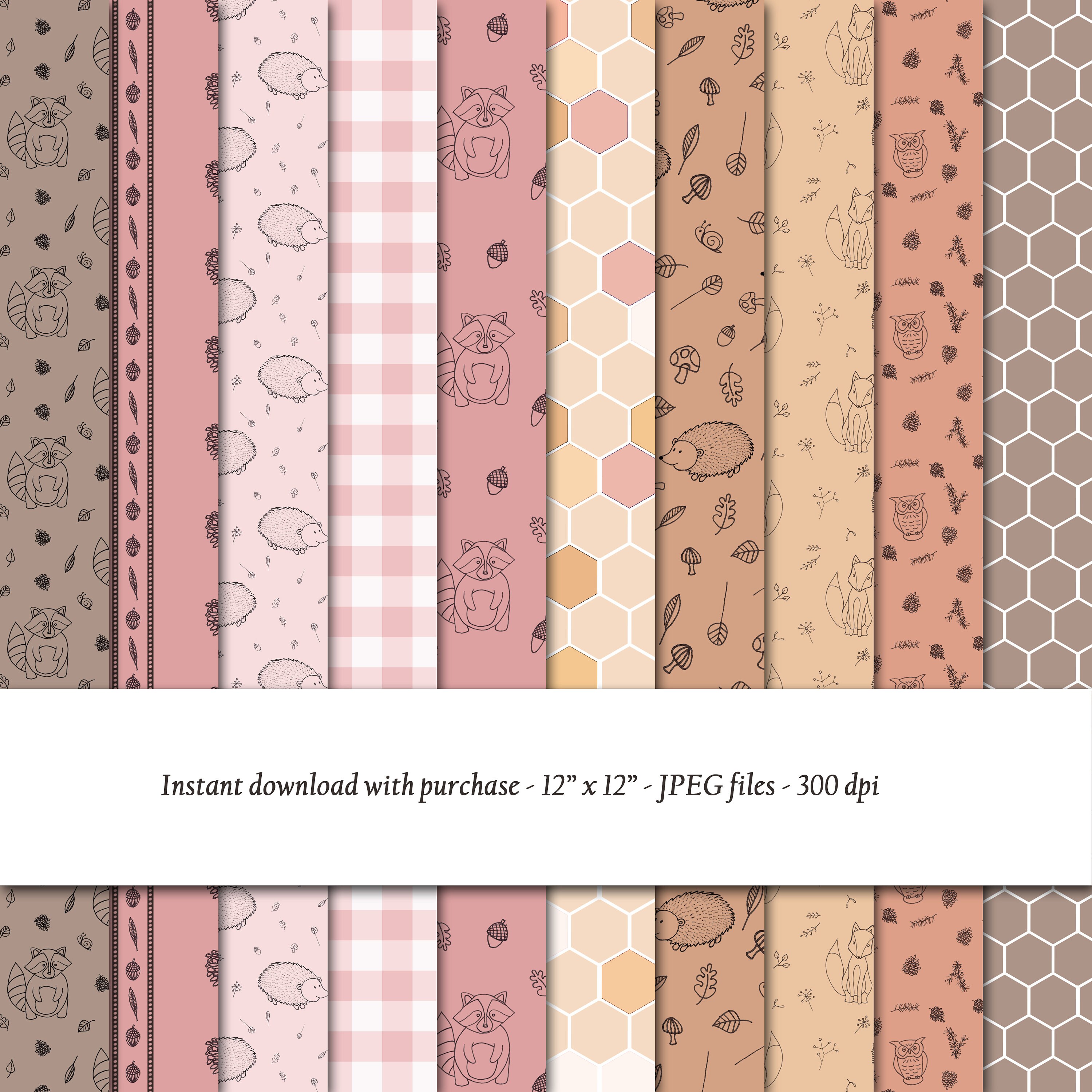 Woodland Light Digital Paper Pack - Etsy