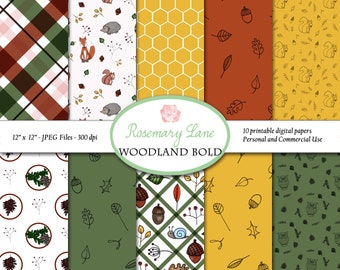 Woodland Light Digital Paper Pack | Etsy