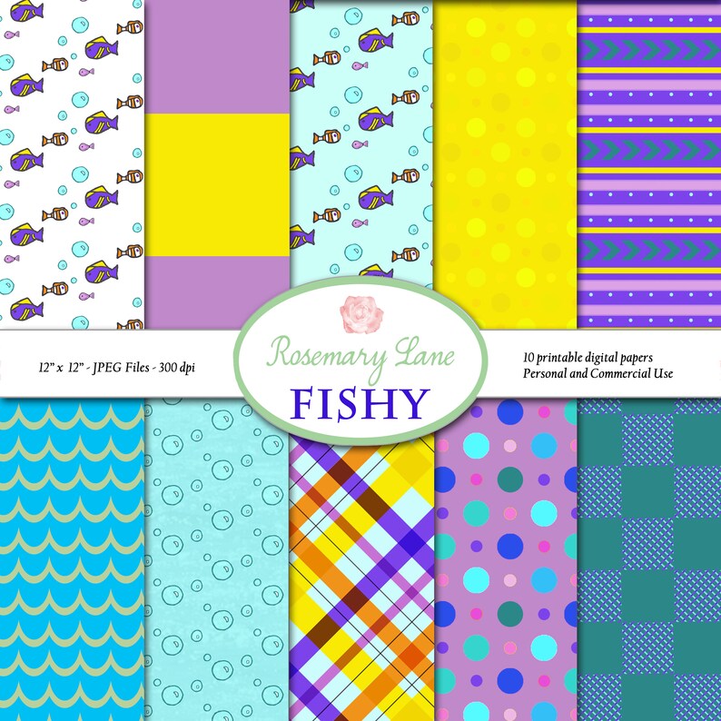 Fishy Digital Paper Pack - Etsy