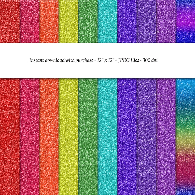 Glitter Rainbow Digital Paper Pack - Etsy