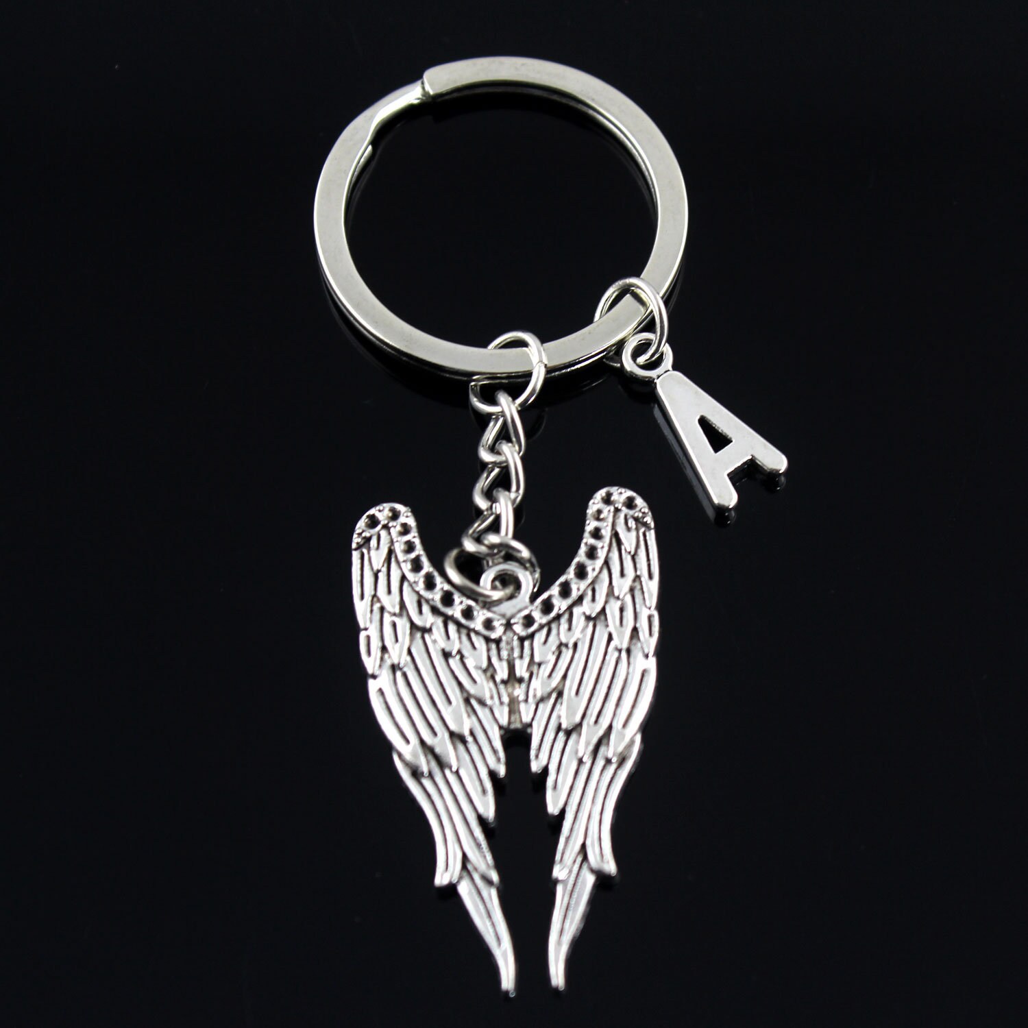 Large Angel Wings Initial Key Ring Angel Wings Keychain - Etsy