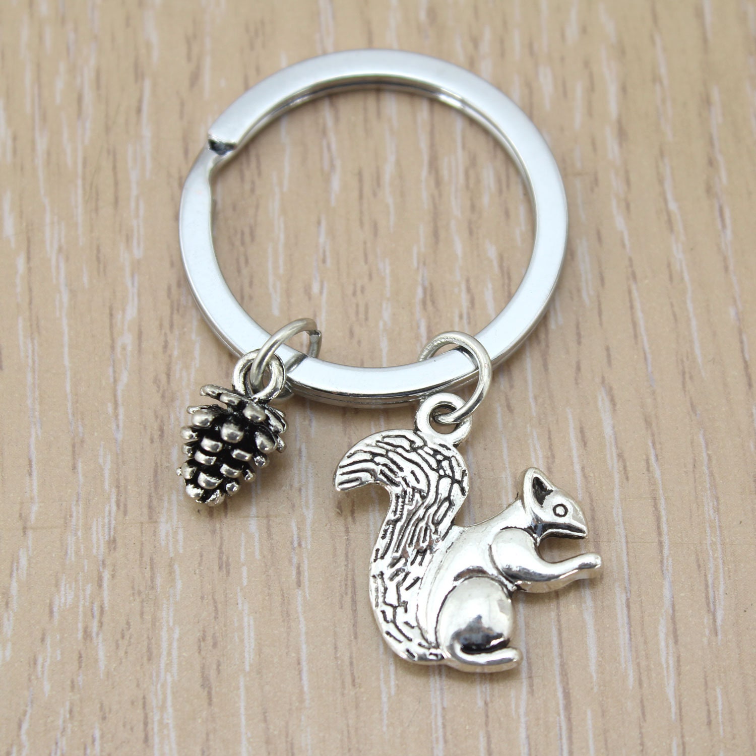 Squirrel Keyring Hand Stamped Keyring Initial Keychain - Etsy