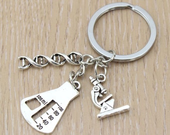 DNA Keychain, Microscope Keychain, Biologist Key Chain, Scientist ...