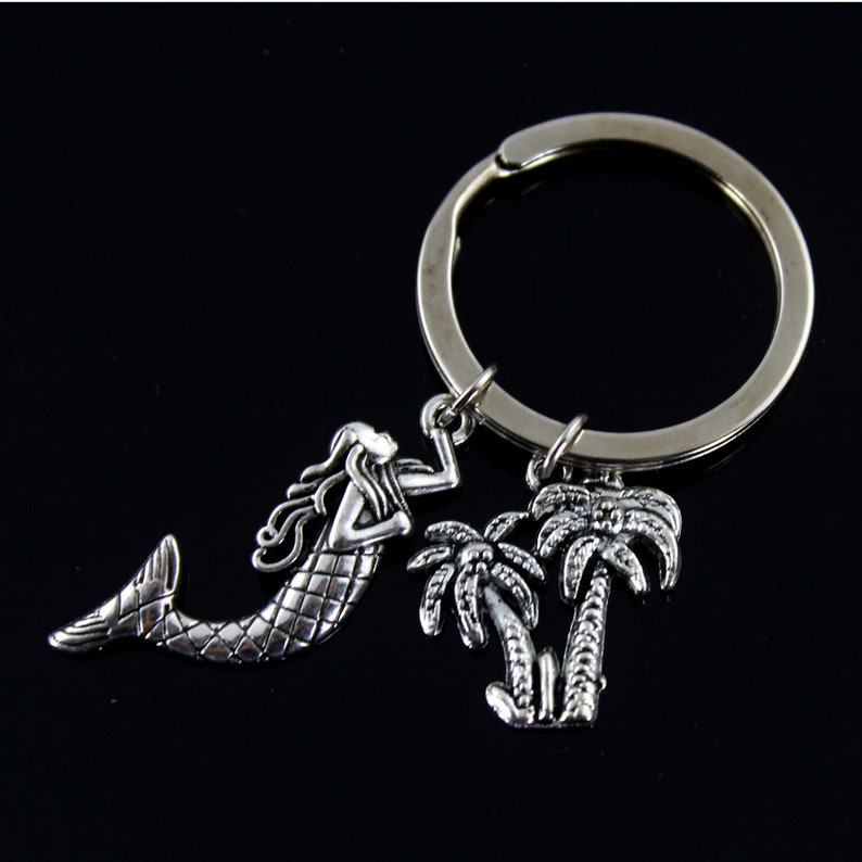 Palm Tree Keychain Mermaid Keychainvacation Key - Etsy