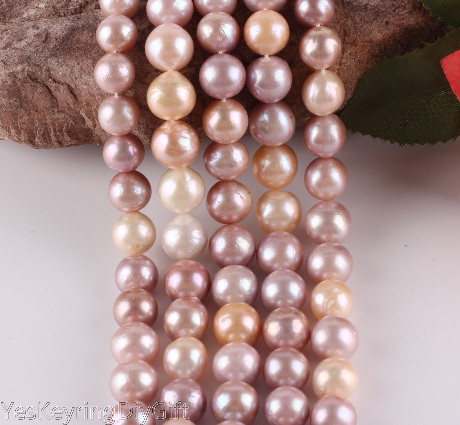 11-13mm Edison Pearls, Multi Color Near Round Freshwater Pearl Beads ...