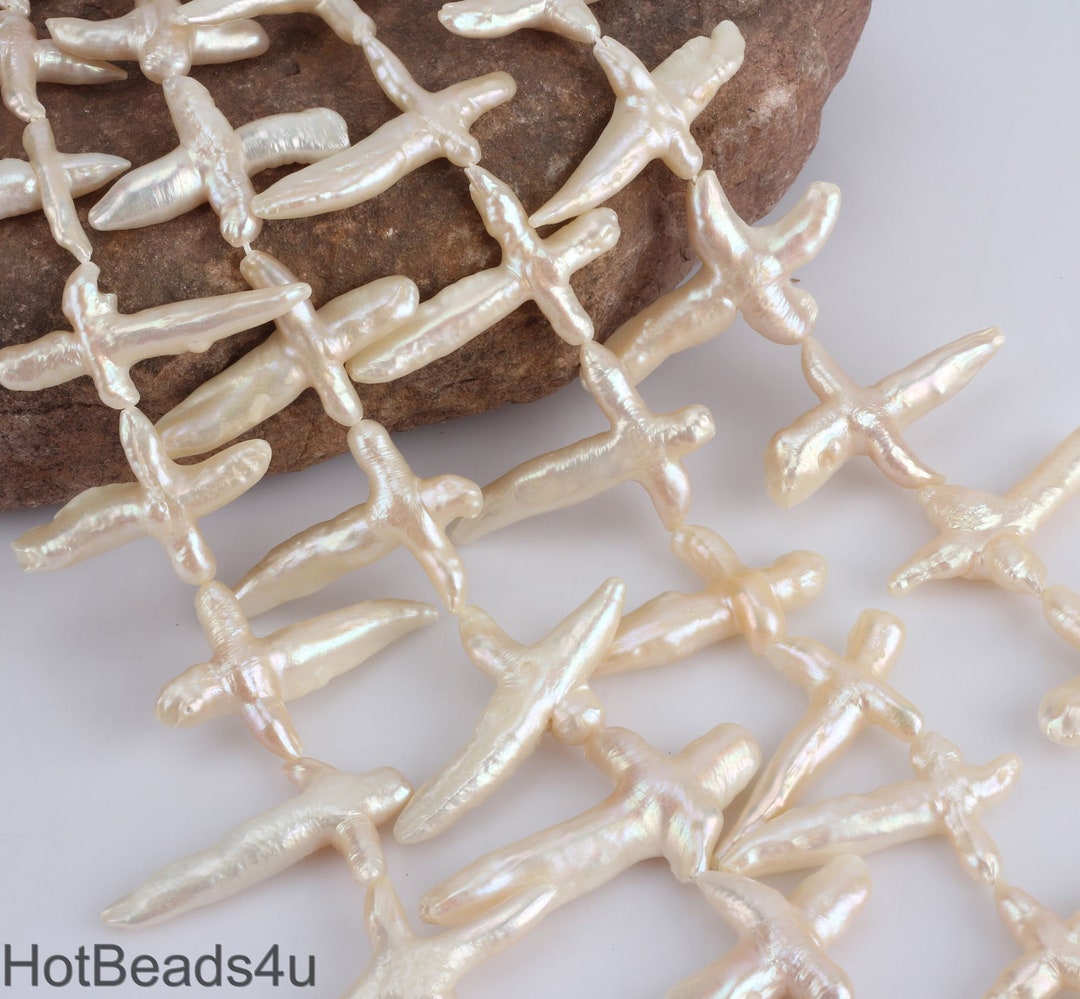 White Cross Pearls, Natural Freshwater Pearls, Big Irregular Shape ...