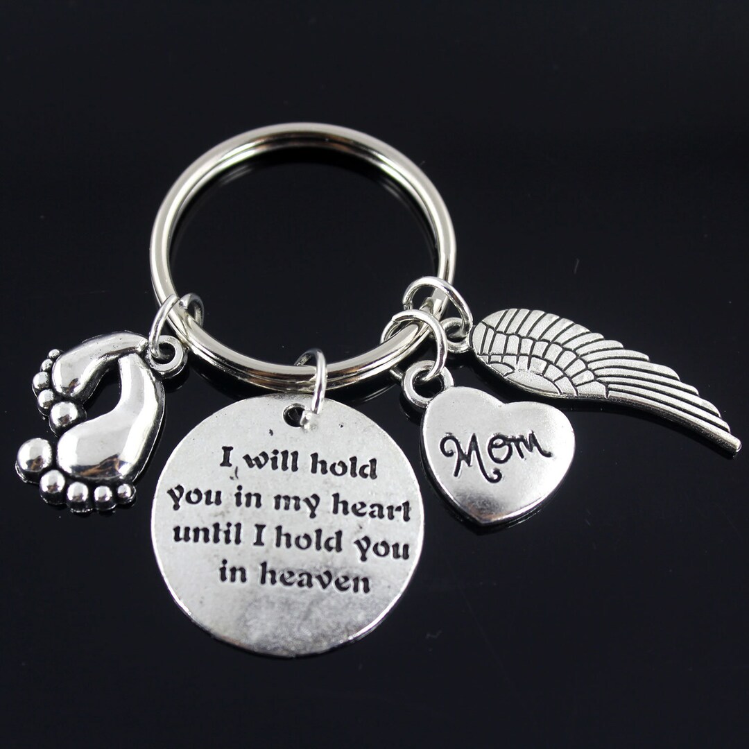 Personalized I Will Hold You in My Heart Keychain, Memorial Keychain ...