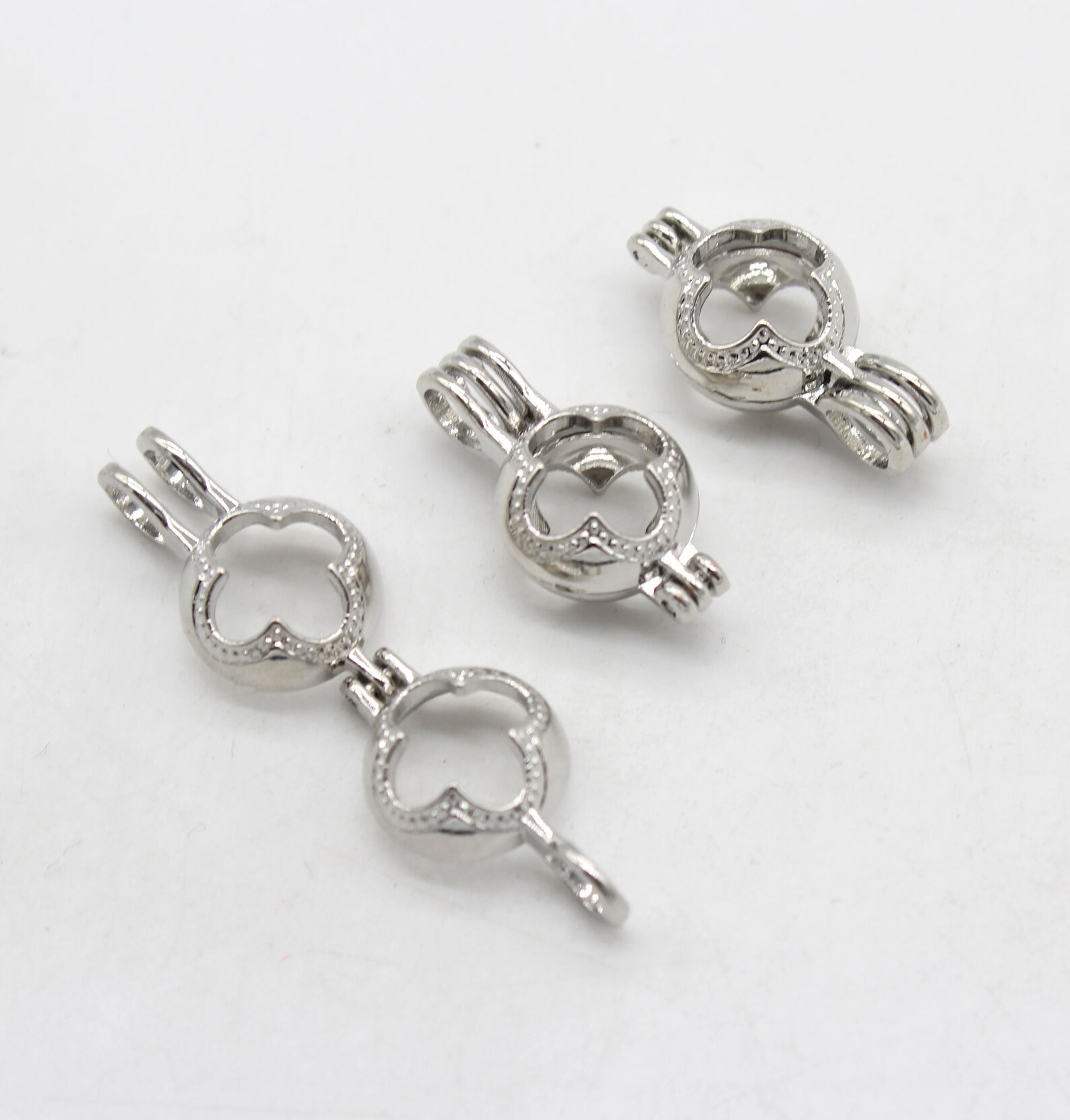 Silver Charms, 5pcs Cage Pendant for Round Pearl Beads,pearl Locket ...