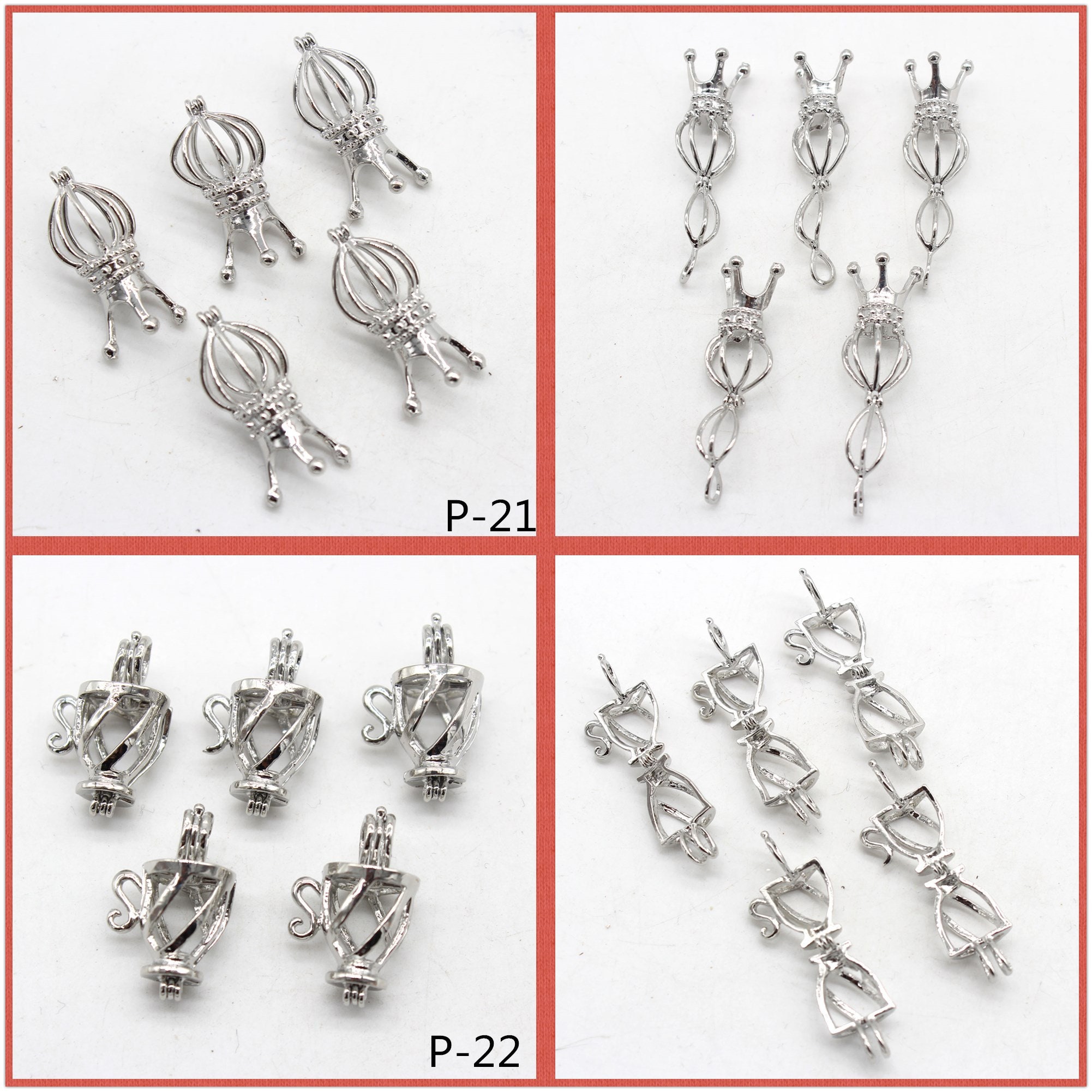 Silver Gemstone or Pearl Cage Pendants Wish Locket Cage | Etsy