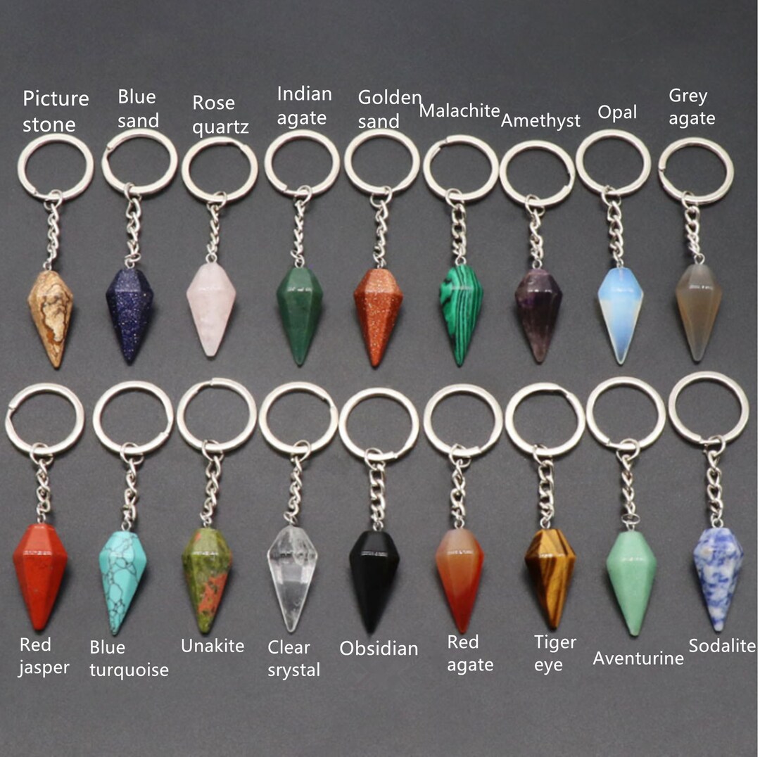 Hexagonal Column Keychain,gemstone Key Chain,crystal Keychain, Real ...