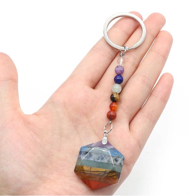 Seven Gemstones Keychainsix-pointed Star Stone Keychain - Etsy