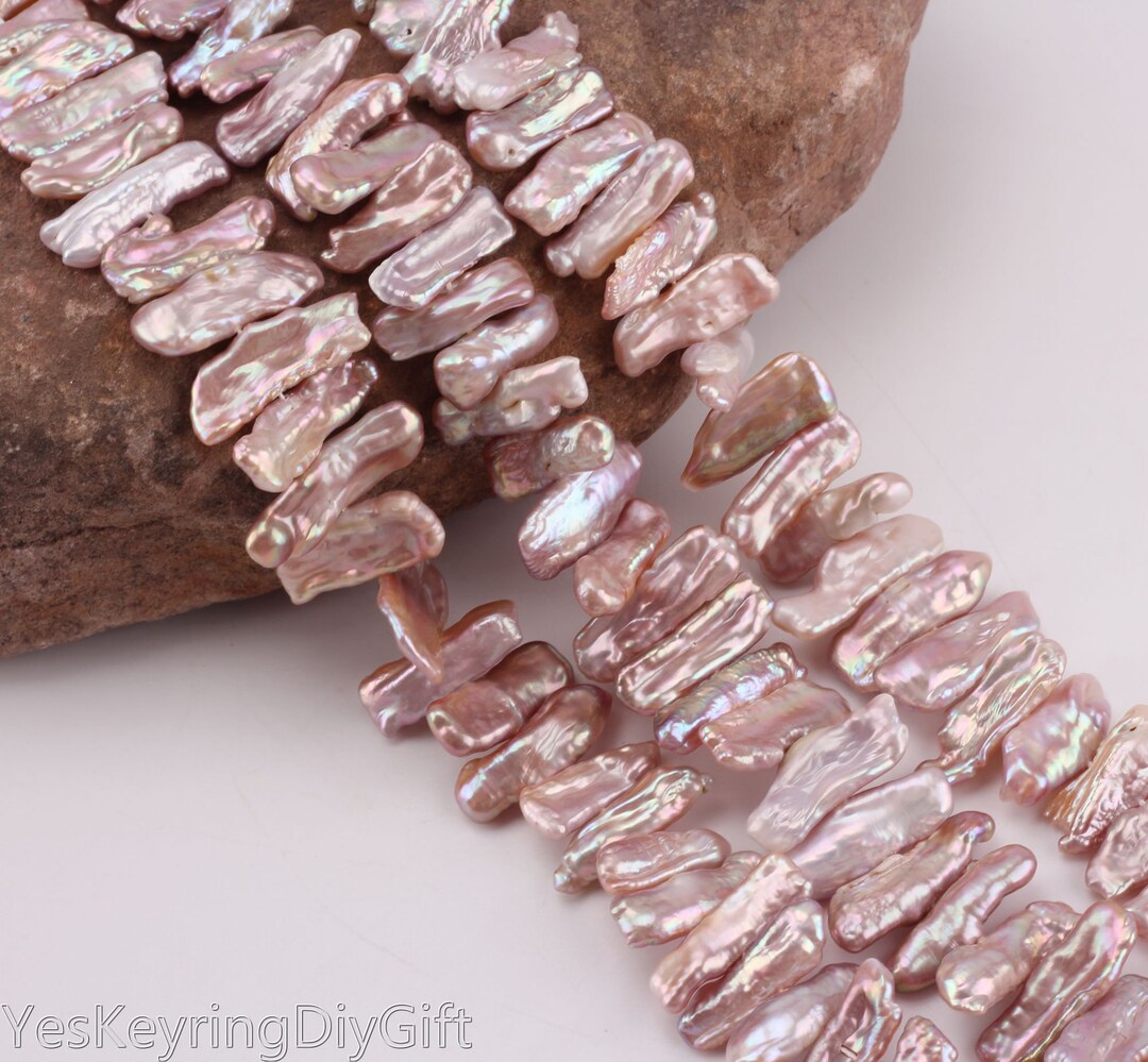 Purple Biwa Pearl Strand: Natural Freshwater Stick Pearls, DIY Jewelry ...