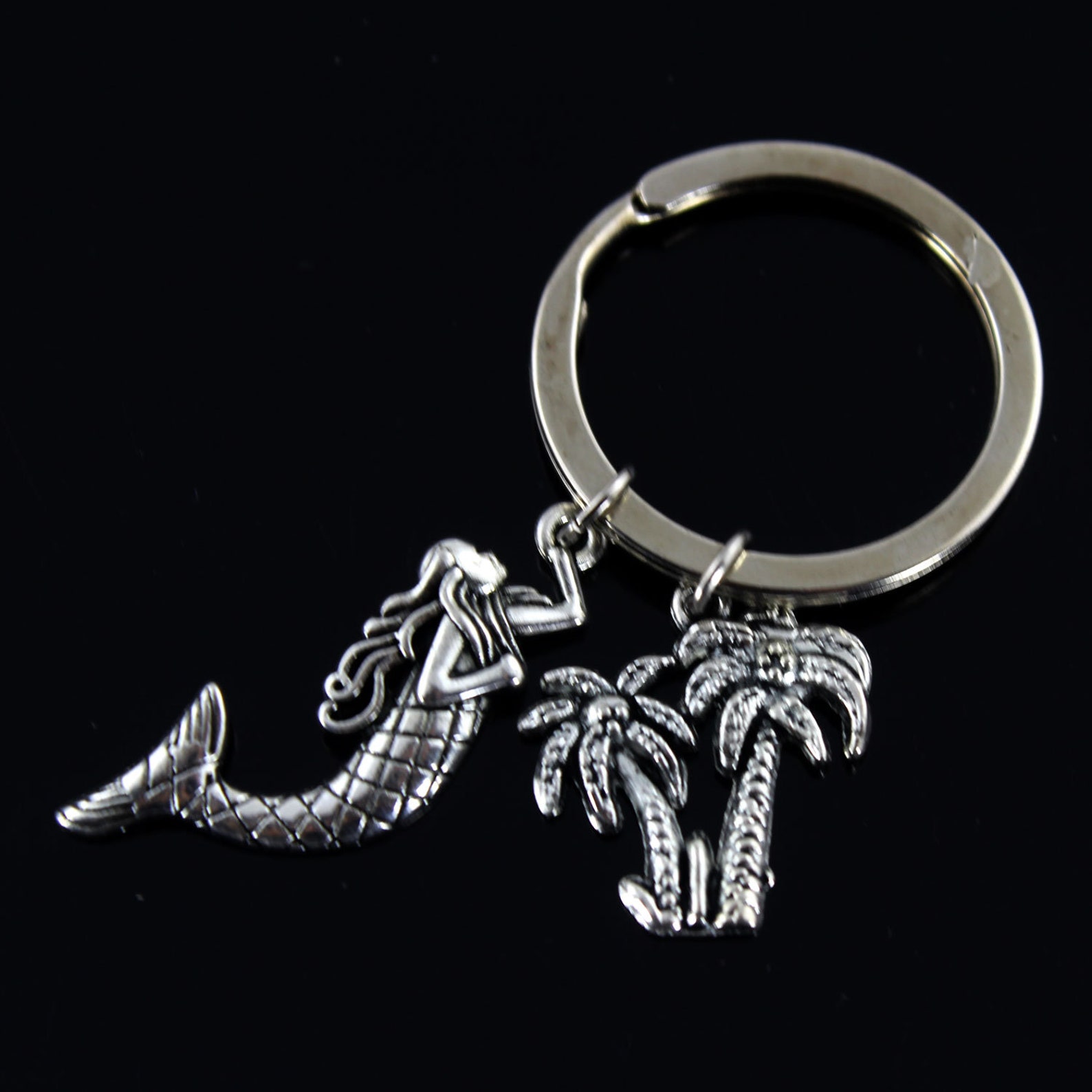 Palm Tree Keychain Mermaid Keychainvacation Key - Etsy