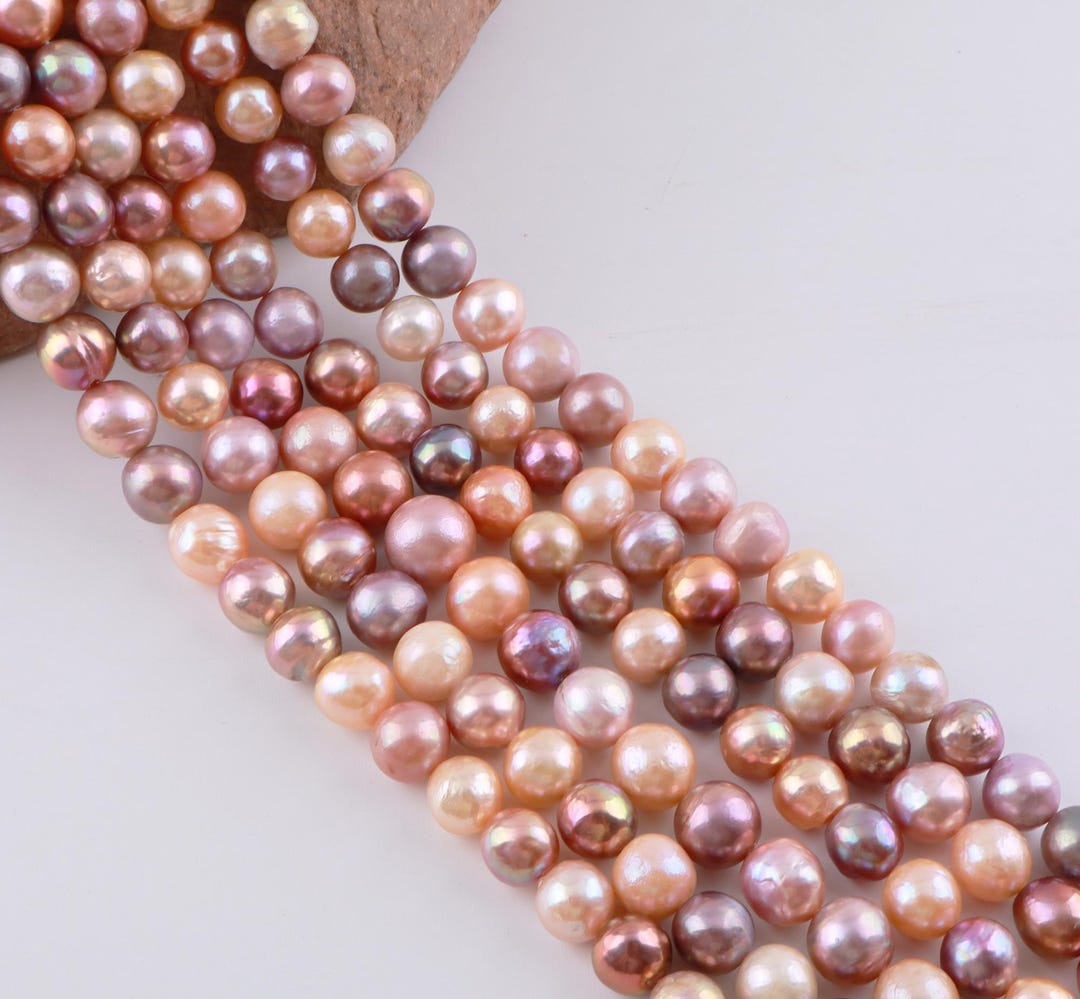 10-11mm Edison Pearls, Multi Color Near Round Freshwater Pearl Beads ...