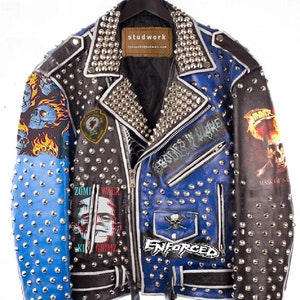 Steampunk Spiked Gothic Fashion Men's Wear, Personalized Zombie Walk Leather Jacket, Vampires ...