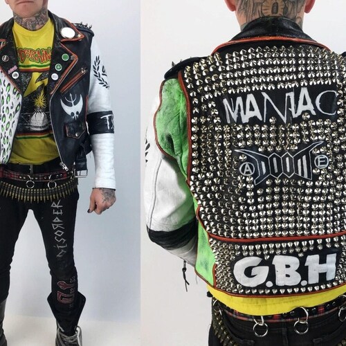 Heavy Metal Cone Studded Patches Jacket Men's Bikers - Etsy