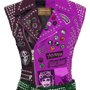 Two Tone Heavy Spiked Punk Rock, Aus Rotten Women's Handmade Vest ...